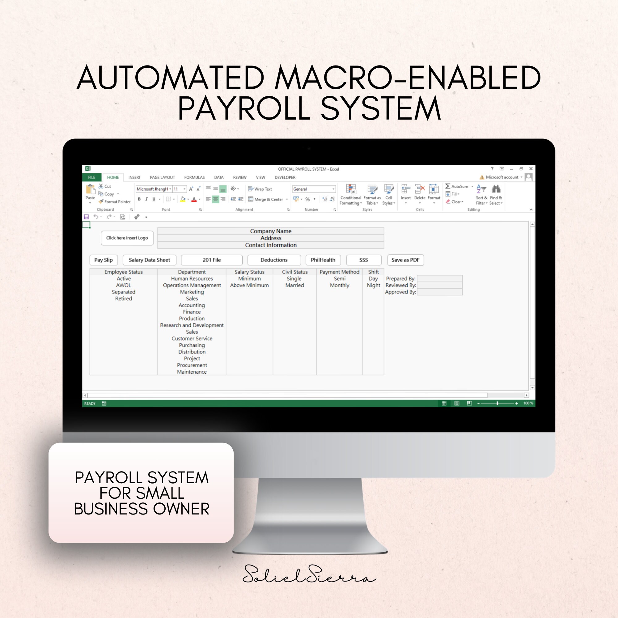 Philippine Payroll Template, Small Business, Payroll Excel, Official ...
