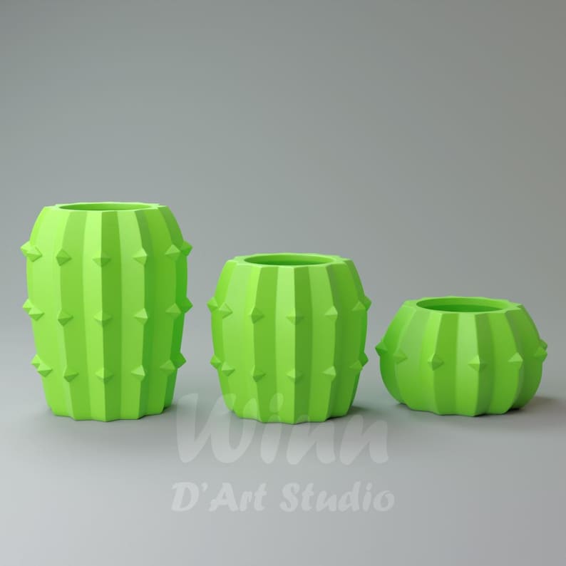 Cactus Planter 3D Print STL Set – Geometric Modern Pots (3 Sizes) - Etsy