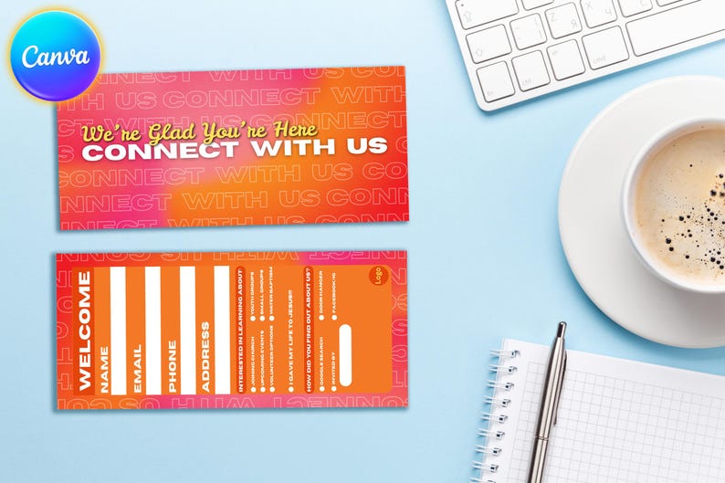 Editable Modern Church Connect Card Template for Canva | Custom Welcome ...