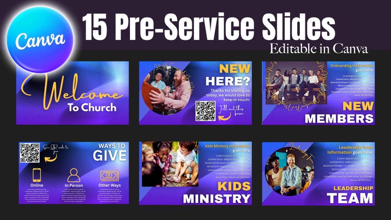 Church Service Slides Template | 15 Canva Presentation Designs (digital ...
