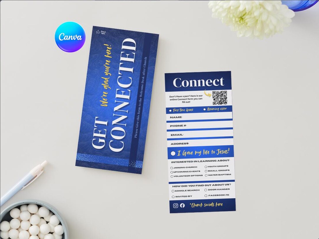 Editable Church Connect Card Template | Canva Welcome Card (4x9 ...