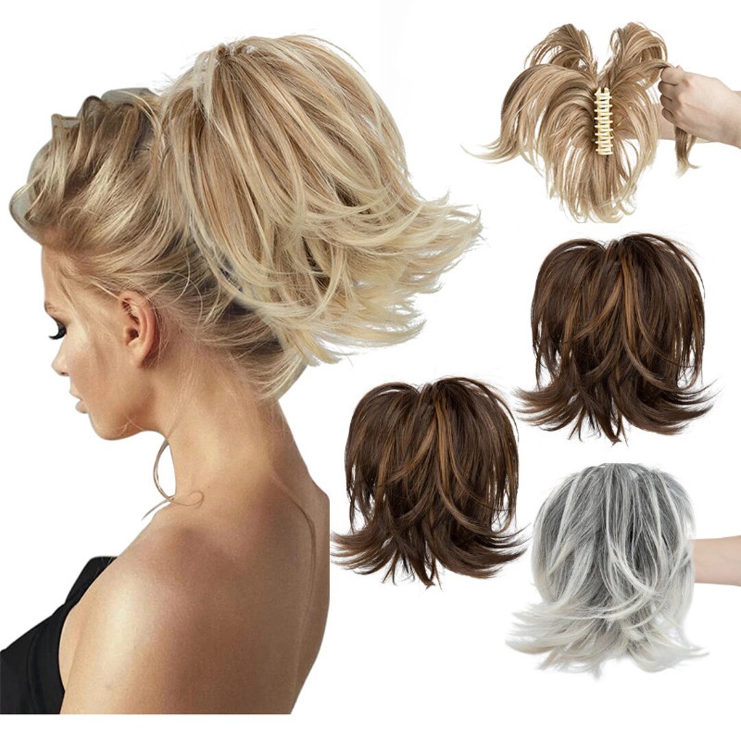 Synthetic Claw Clip in Ponytail Hair Extensions Diy Hairpiece Hair Bun ...