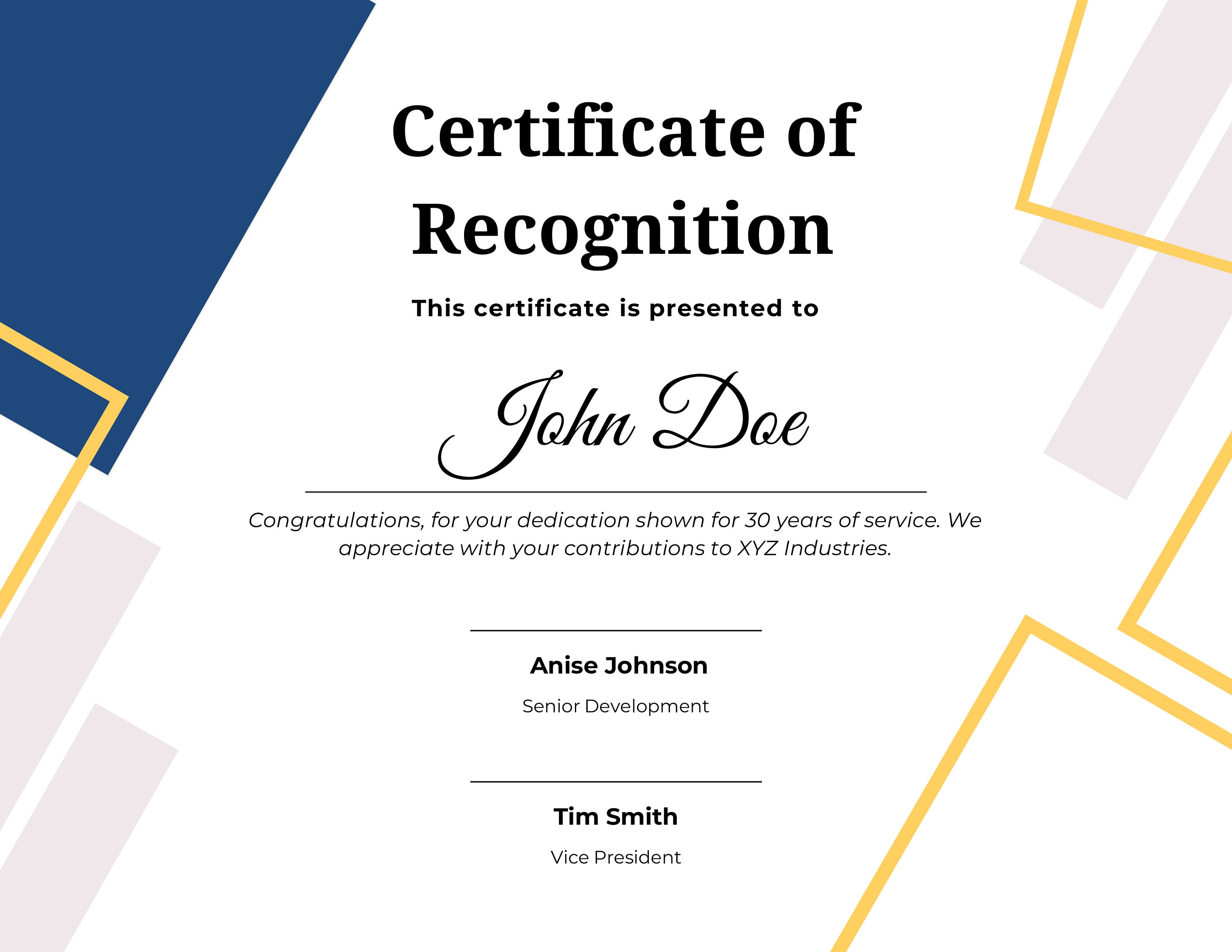 Elegant Editable Certificate of Recognition - Personalized Achievement ...