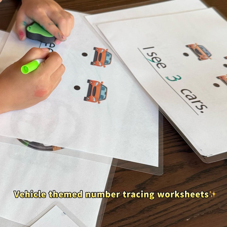 Vehicle-themed Number Tracing Worksheets | Large Numbers for Easy ...