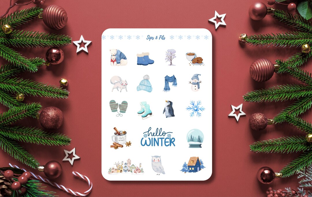 Cozy Winter Christmas Sticker Sheet | Holiday Winter Vinyl Stickers for ...