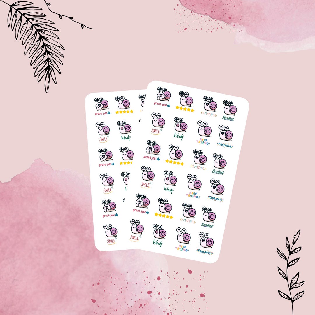 Snail-themed Reward and Motivation Sticker Sheets, Happy Mail Vinyl ...