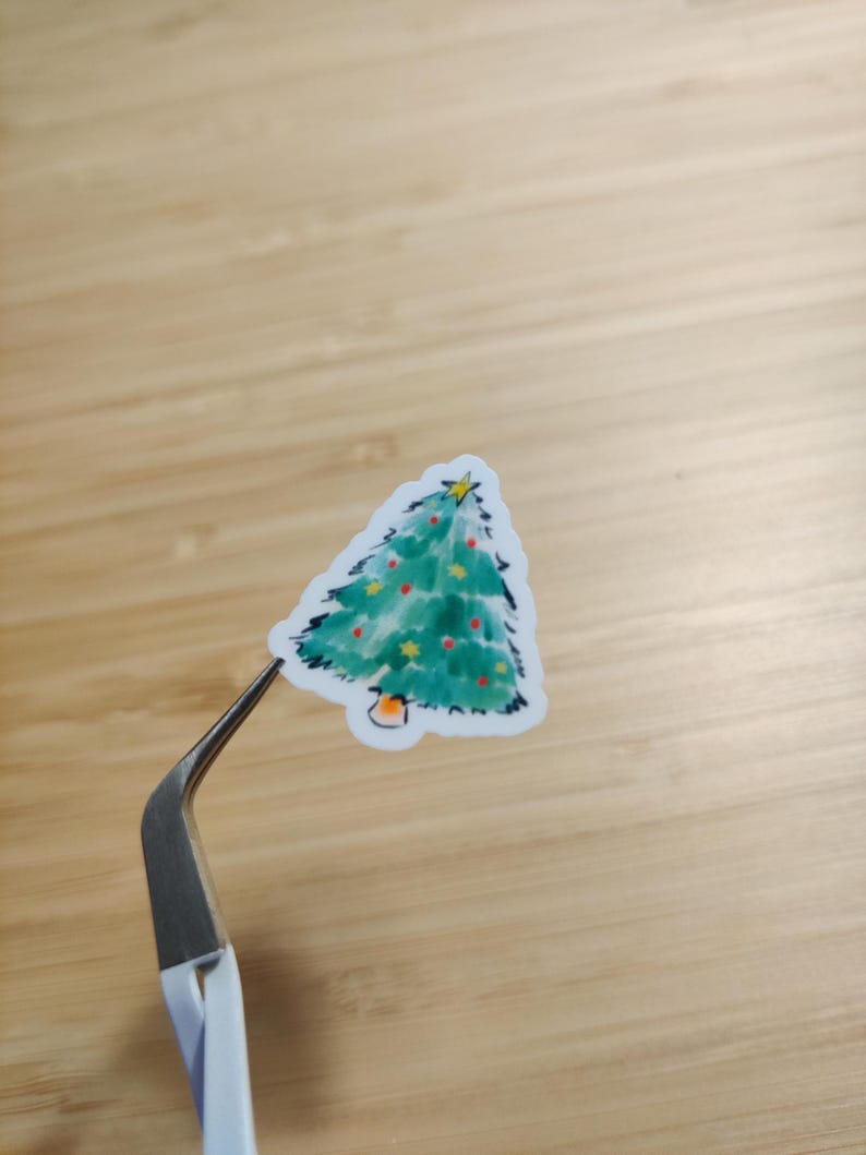 Festive Christmas Tree Vinyl Sticker Sheet | Winter Holiday Christmas ...