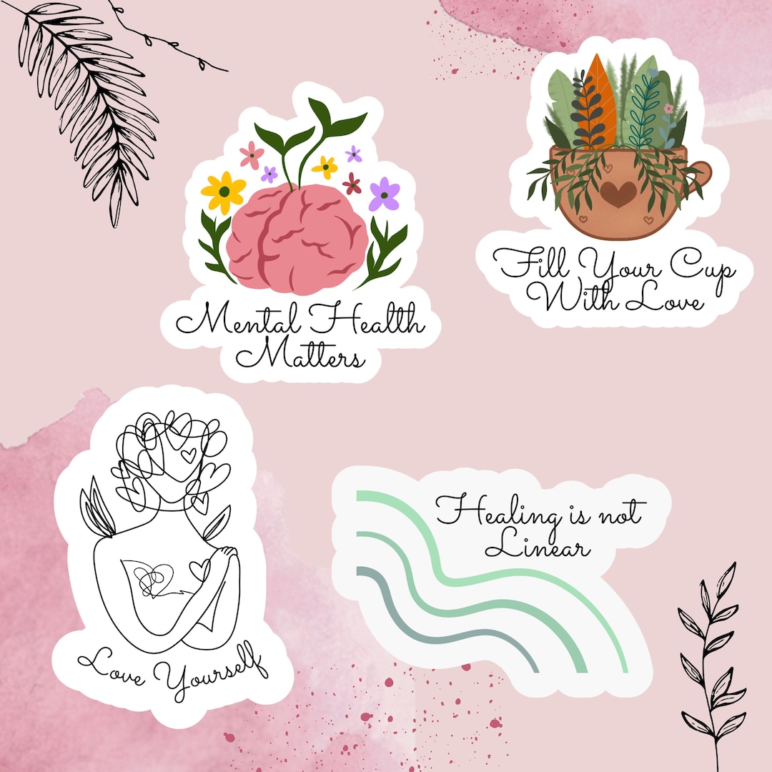 Mental Health Vinyl Die Cut Stickers for Water Bottles, Laptops ...
