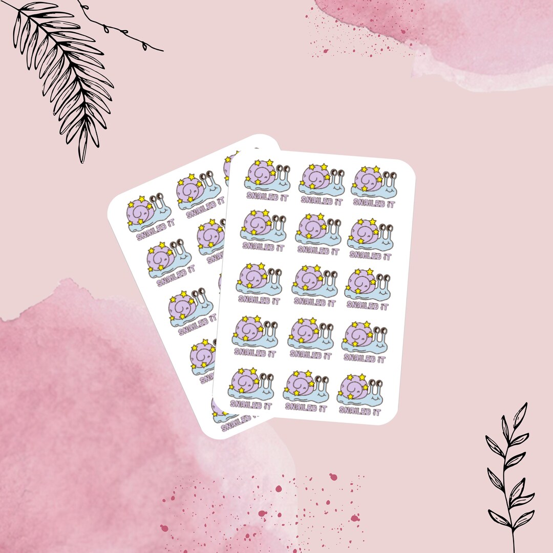 Snailed It Sticker Sheet – Cute Snail Mail Stickers, Happy Mail Vinyl ...