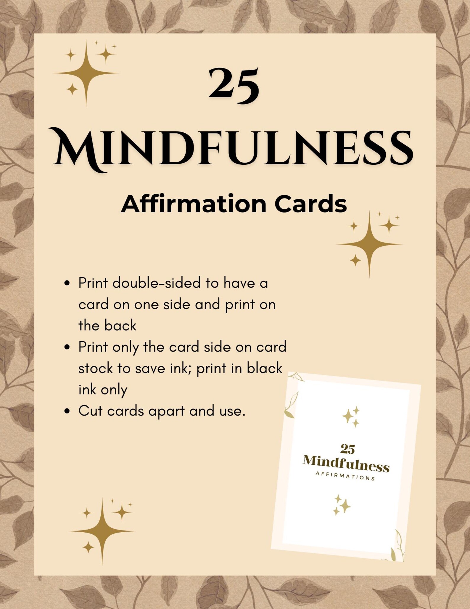 Mindfulness Affirmation Cards – Printable Set - Mindfulness Cards - Etsy
