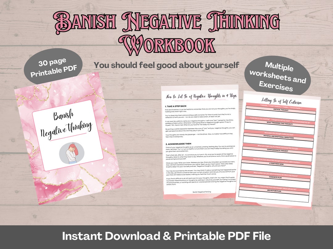 Banish Negative Thinking | Positive Mindset | Personal Growth Workbook ...