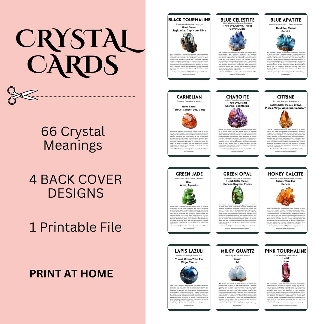 Crystal Meaning Cards – Printable Crystal Guide Deck - Crystal ...
