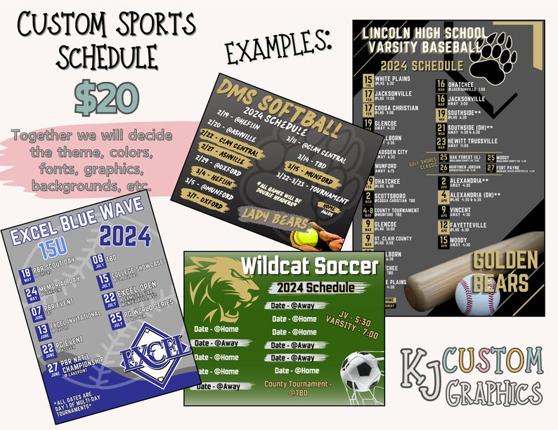 Custom Sports Schedule - Etsy