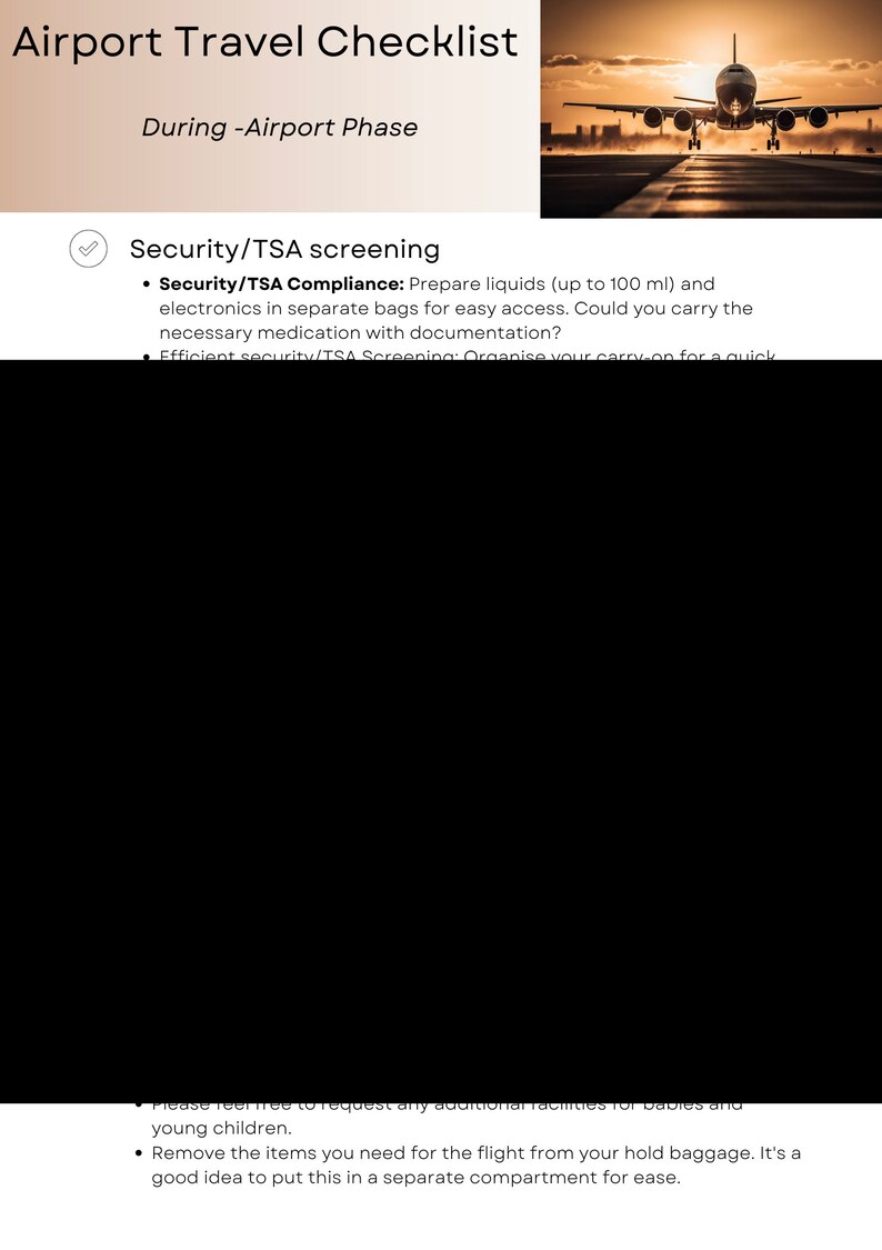 Airport Travel Checklist - Etsy