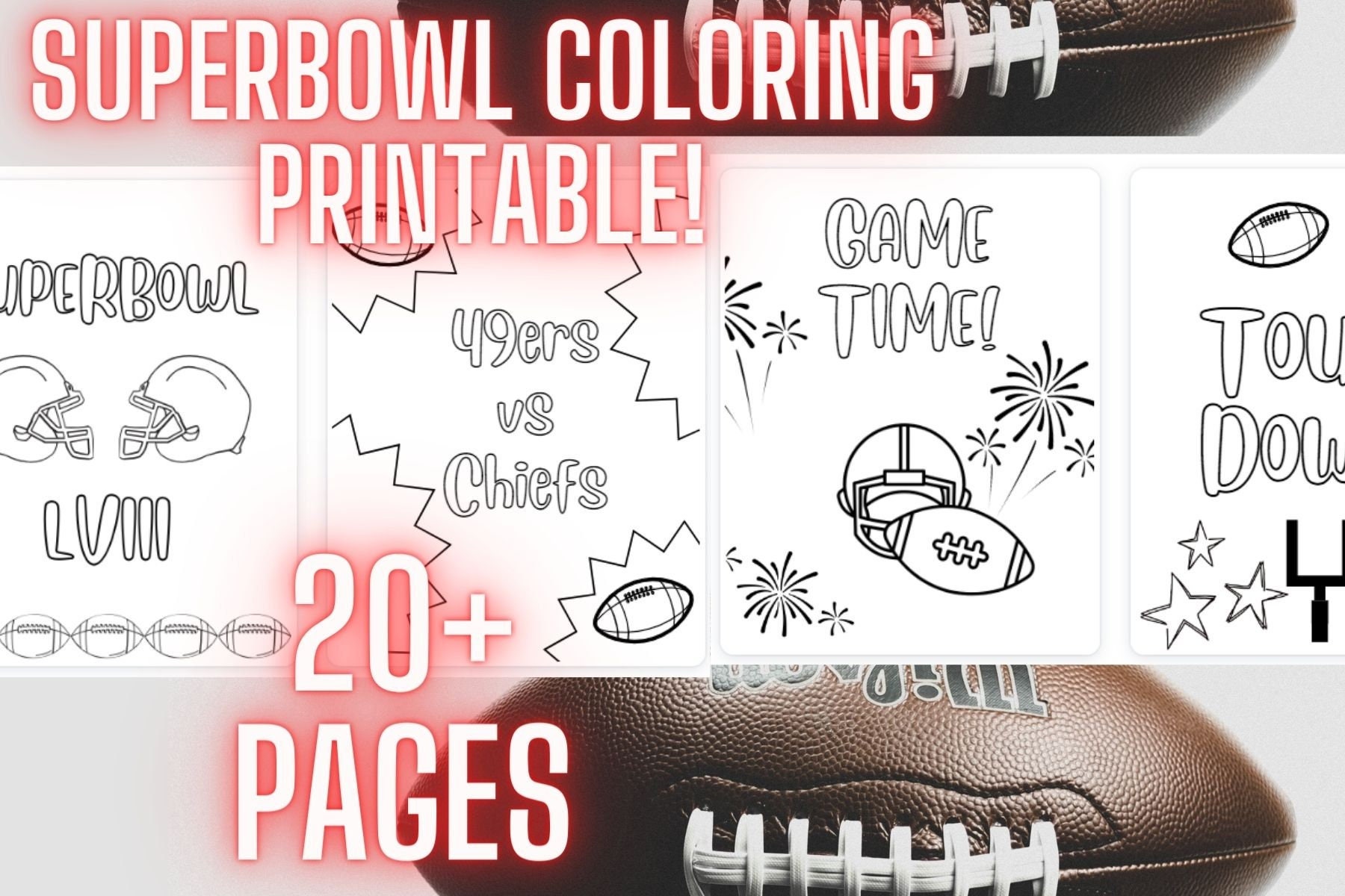 Superbowl Cute Coloring Printable - Children's Coloring Pages - Etsy