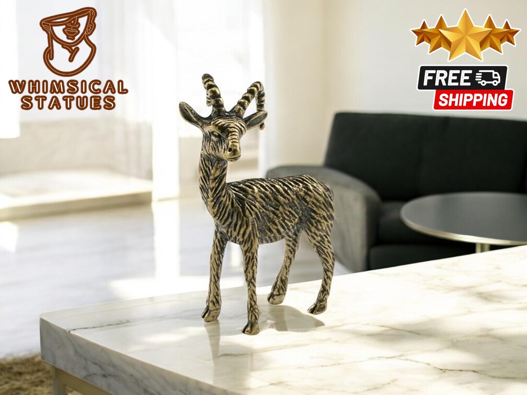 Brass Goat Figurine | Miniature Piece Statue | Animal Desk Decor | Home ...