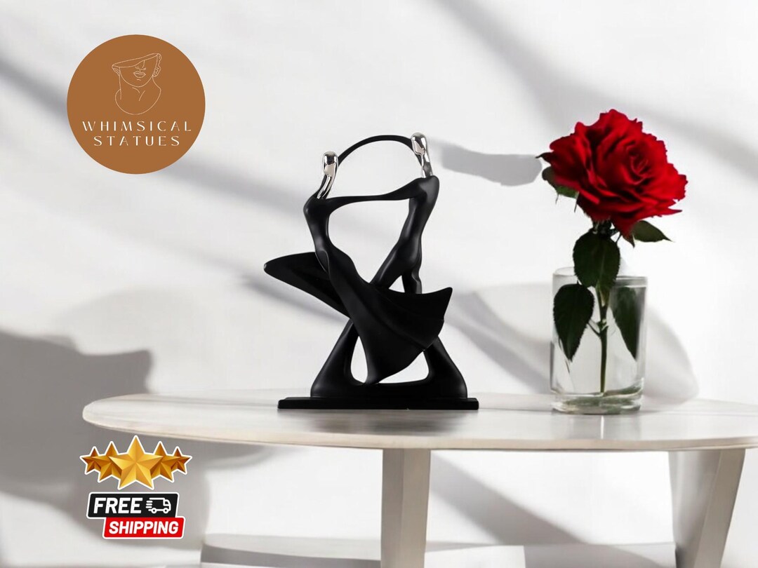 Modern Abstract Human Sculpture | Black Resin Statue | Geometric Couple ...