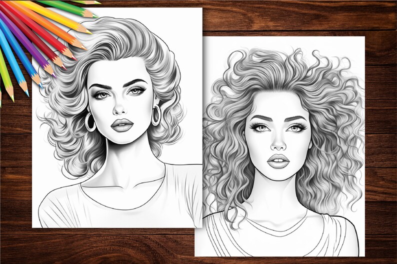 50 Pretty Lady Beautiful Women Coloring Pages With Book Cover Image ...