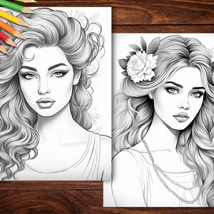 50 Pretty Lady Beautiful Women Coloring Pages With Book Cover Image ...
