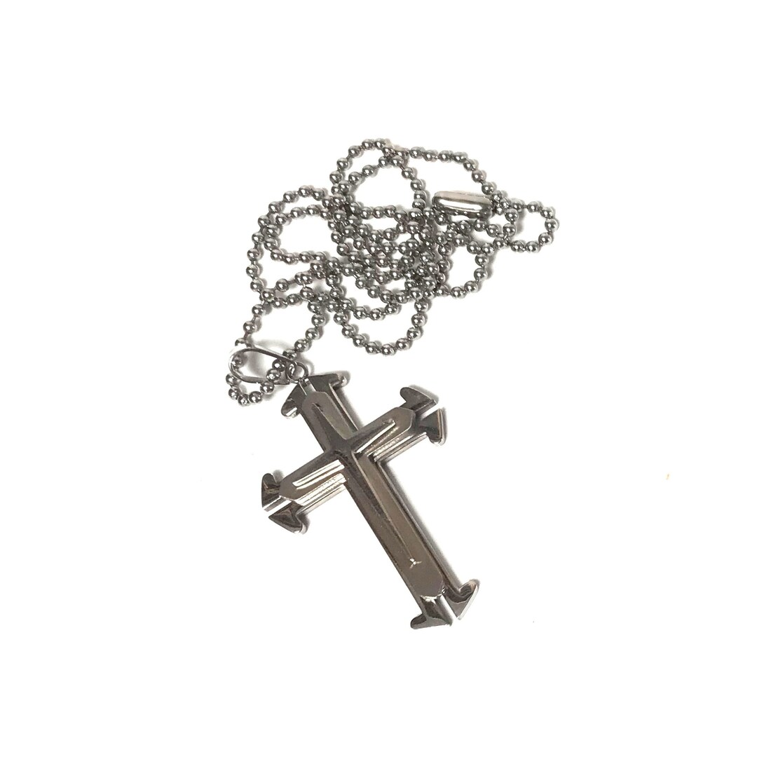 Stainless Steel Cross With Ball Chain 50x30 Mm - Etsy