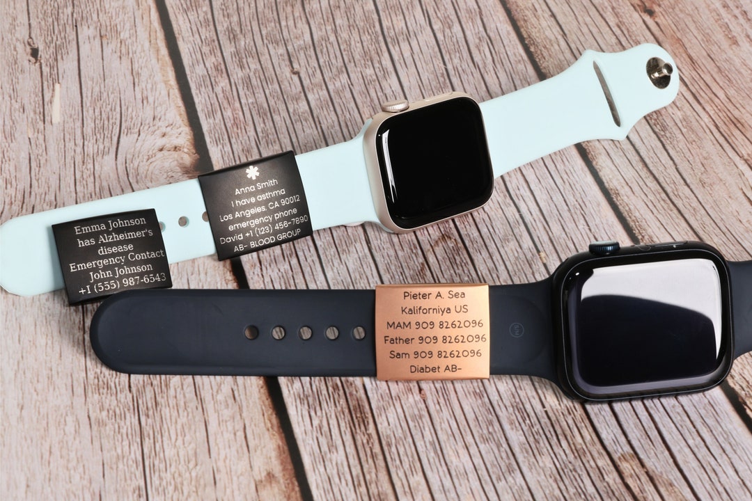 Medical Alert ID Tag for Apple Watch Band Engraved Apple Watch Security ...