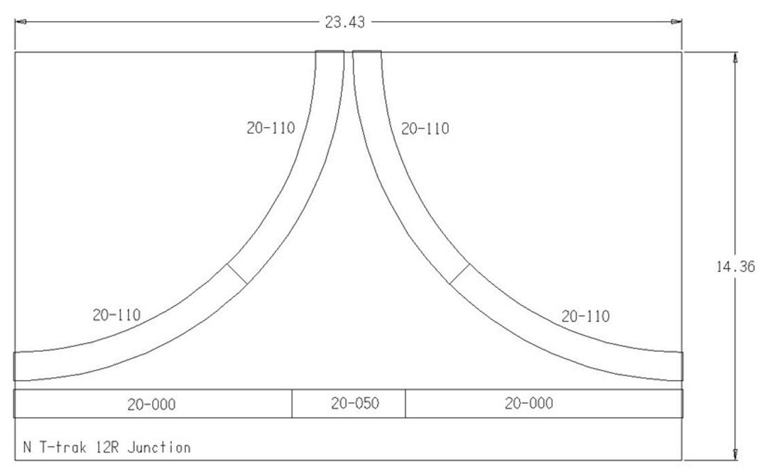 N-scale T-trak (junction 12" Radius) Depressed Kit - Etsy