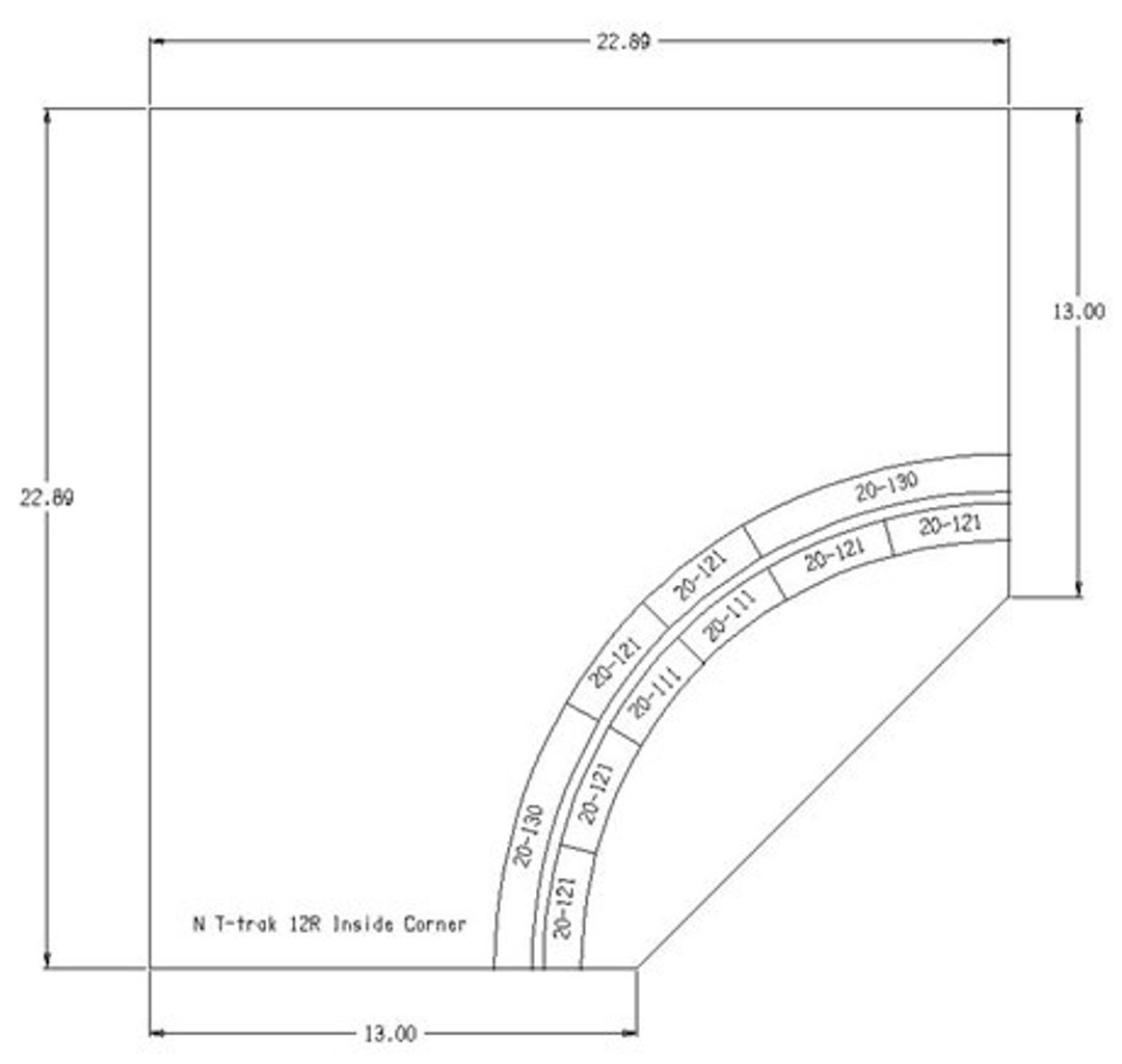 N-scale T-trak (inside Corner 12" Radius) Depressed Kits - Etsy