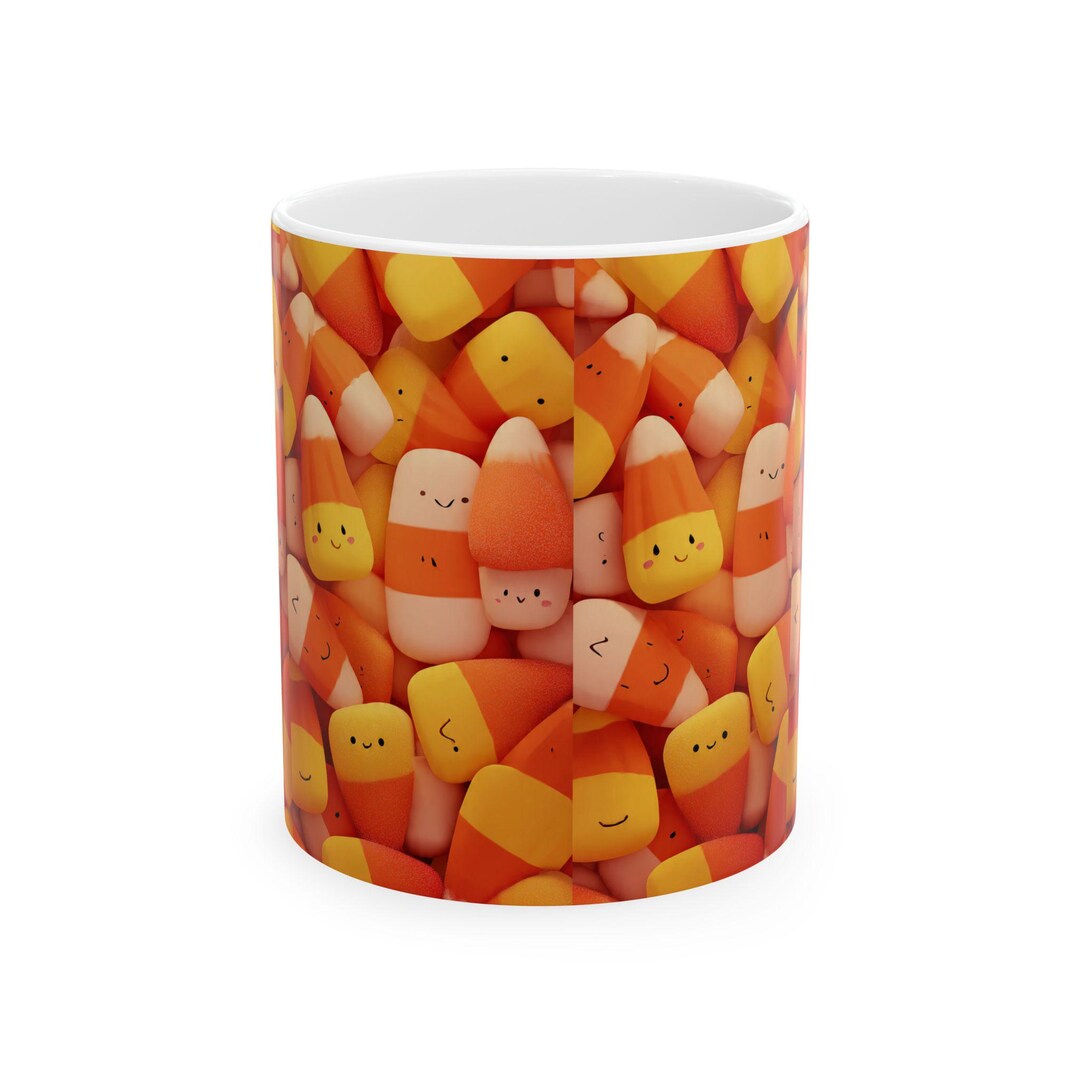 Candy Corn Ceramic Mug, Fall Decor, Halloween Gift, Cute Coffee Cup ...