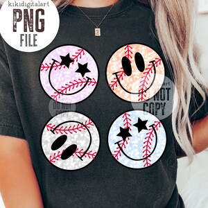 Sparkly Baseball PNG, Smile Face Baseball Png Sublimation, Baseball PNG ...