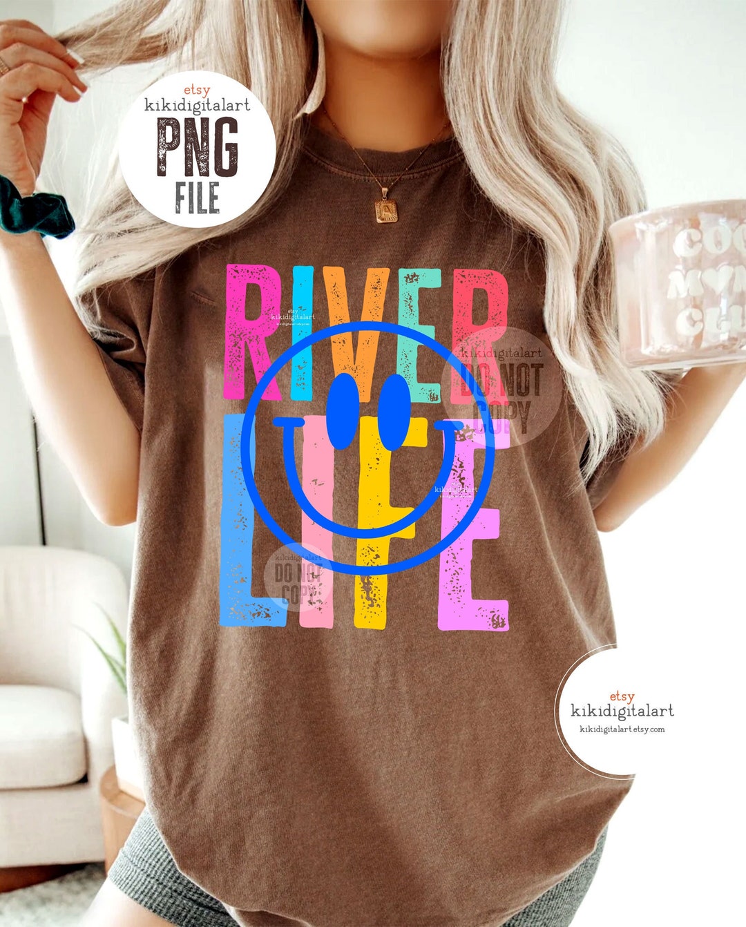 Distressed River PNG / Smile Face Summer Png / River Life Shirt Png ...