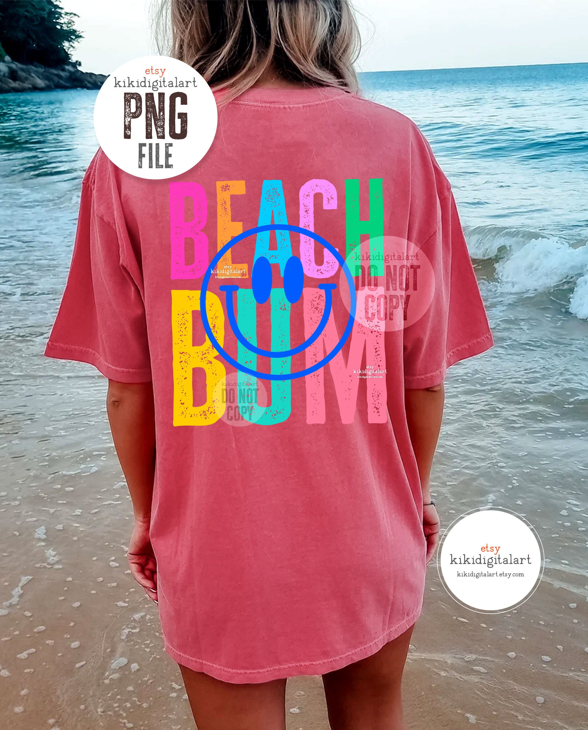 Smile Beach Bum PNG / Neon Summer Png, Beach Babe Png Sublimation ...