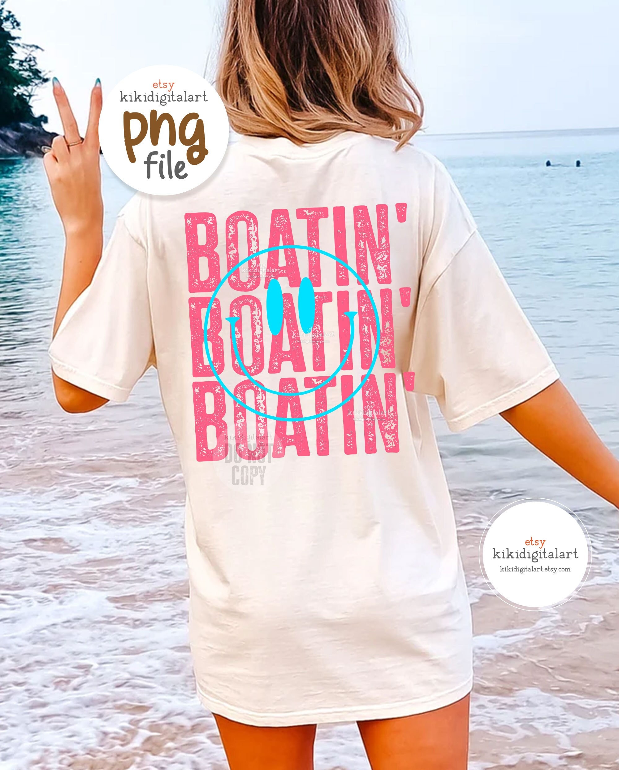 Boatin' PNG / Smile Boat T-shirt Png Sublimation Designs, Distressed ...