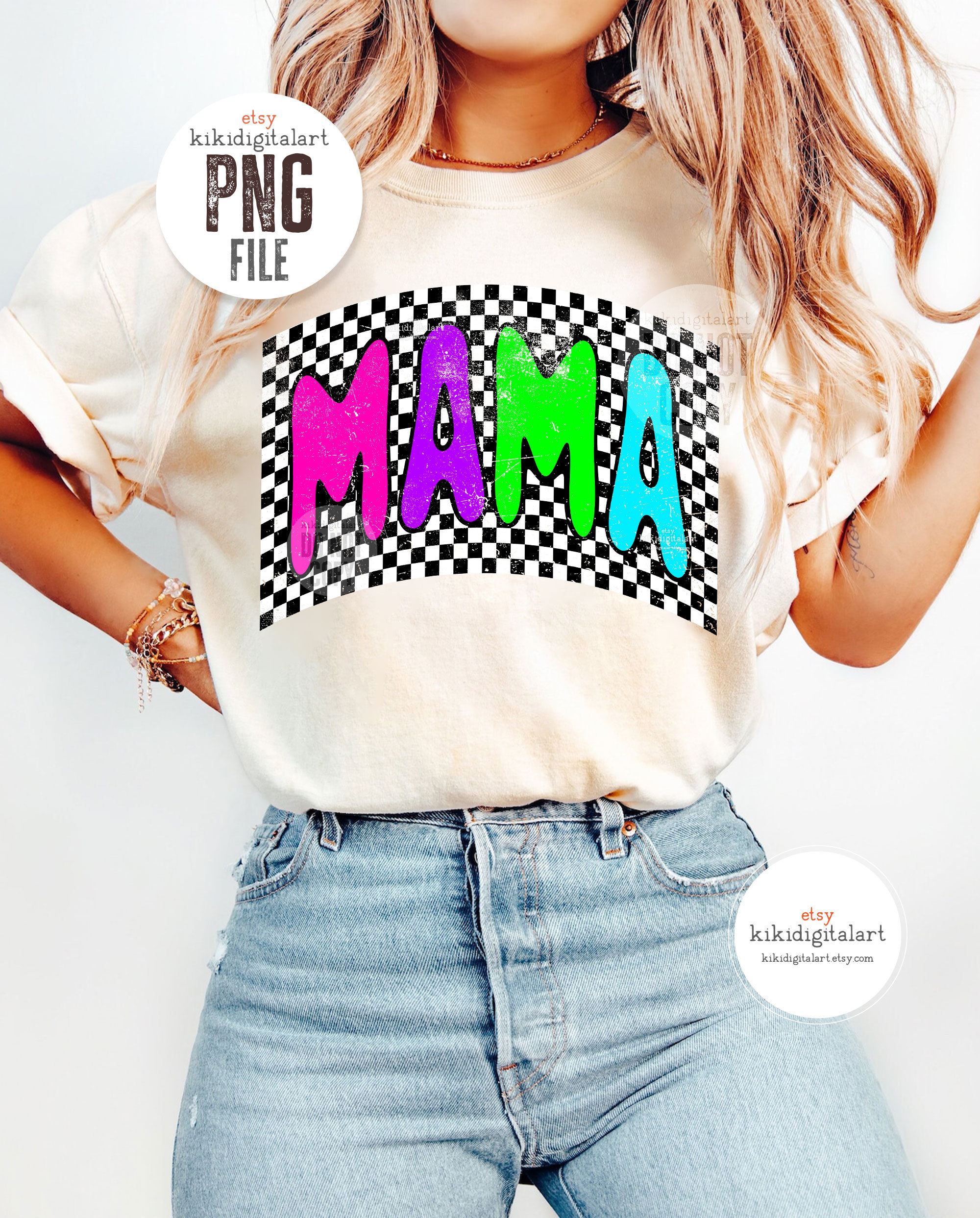 Checkered Neon Mama PNG / Neon Colors Mom Shirt Png Sublimation ...