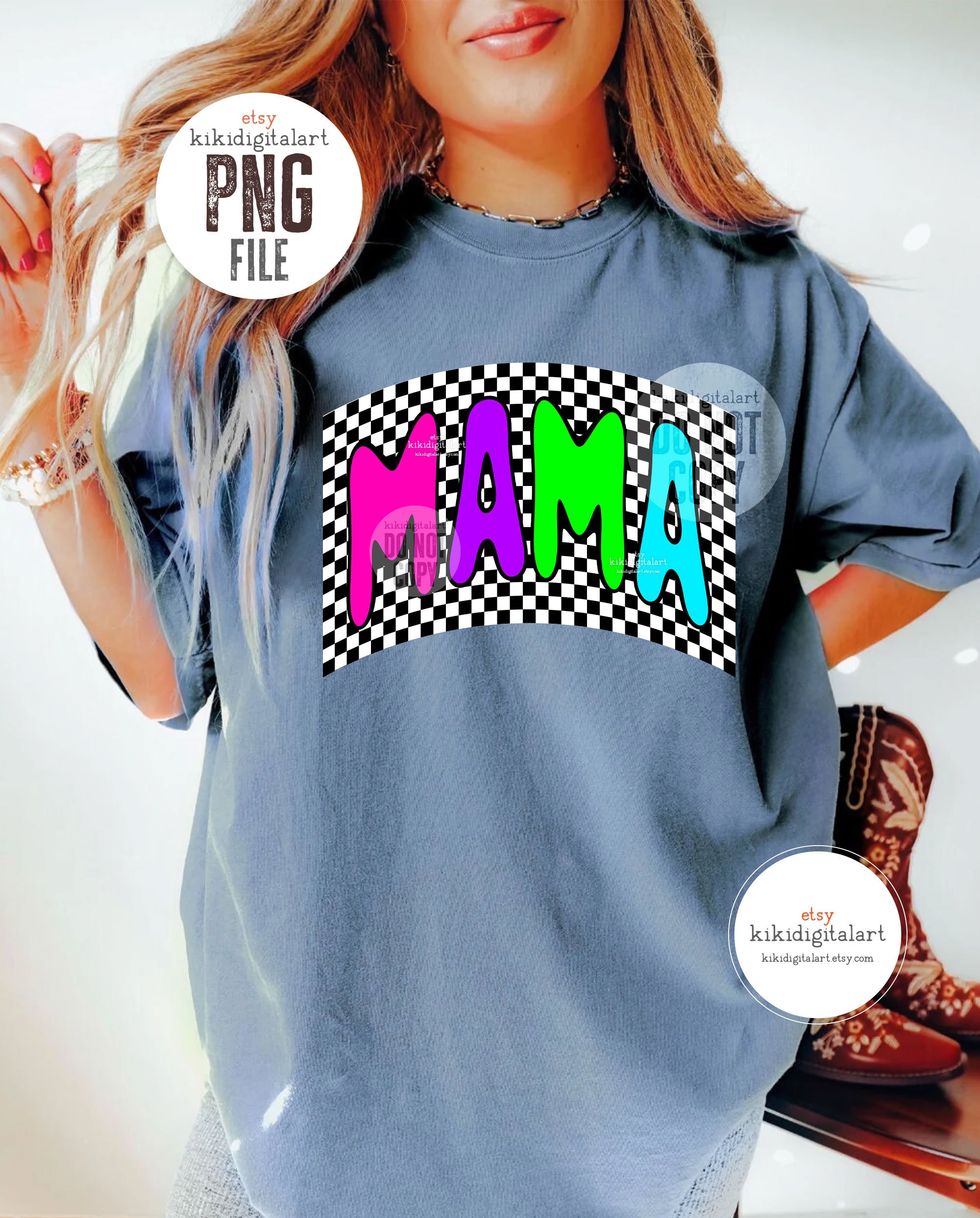 Checkered Neon Mama PNG / Neon Colors Mom Shirt Png Sublimation ...
