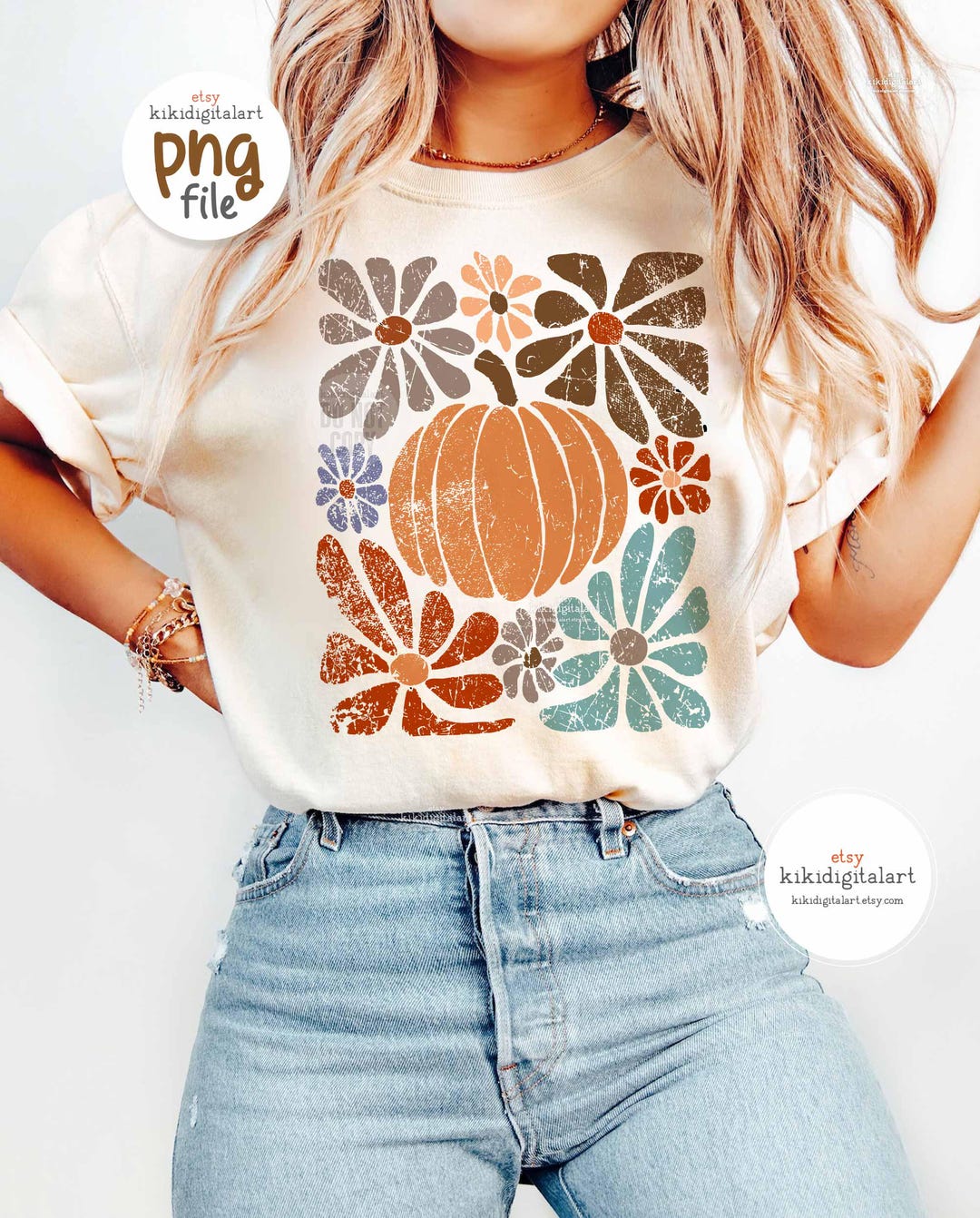 Boho Pumpkin Flowers Png, Retro Fall Png, Harvest Png, Aesthetic Fall ...