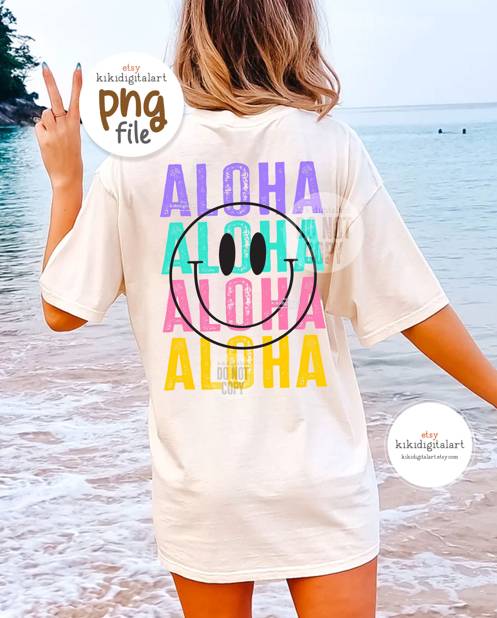 Happy Face Aloha PNG / Bright Colors Summer Png / Hawaii Png T-shirt ...