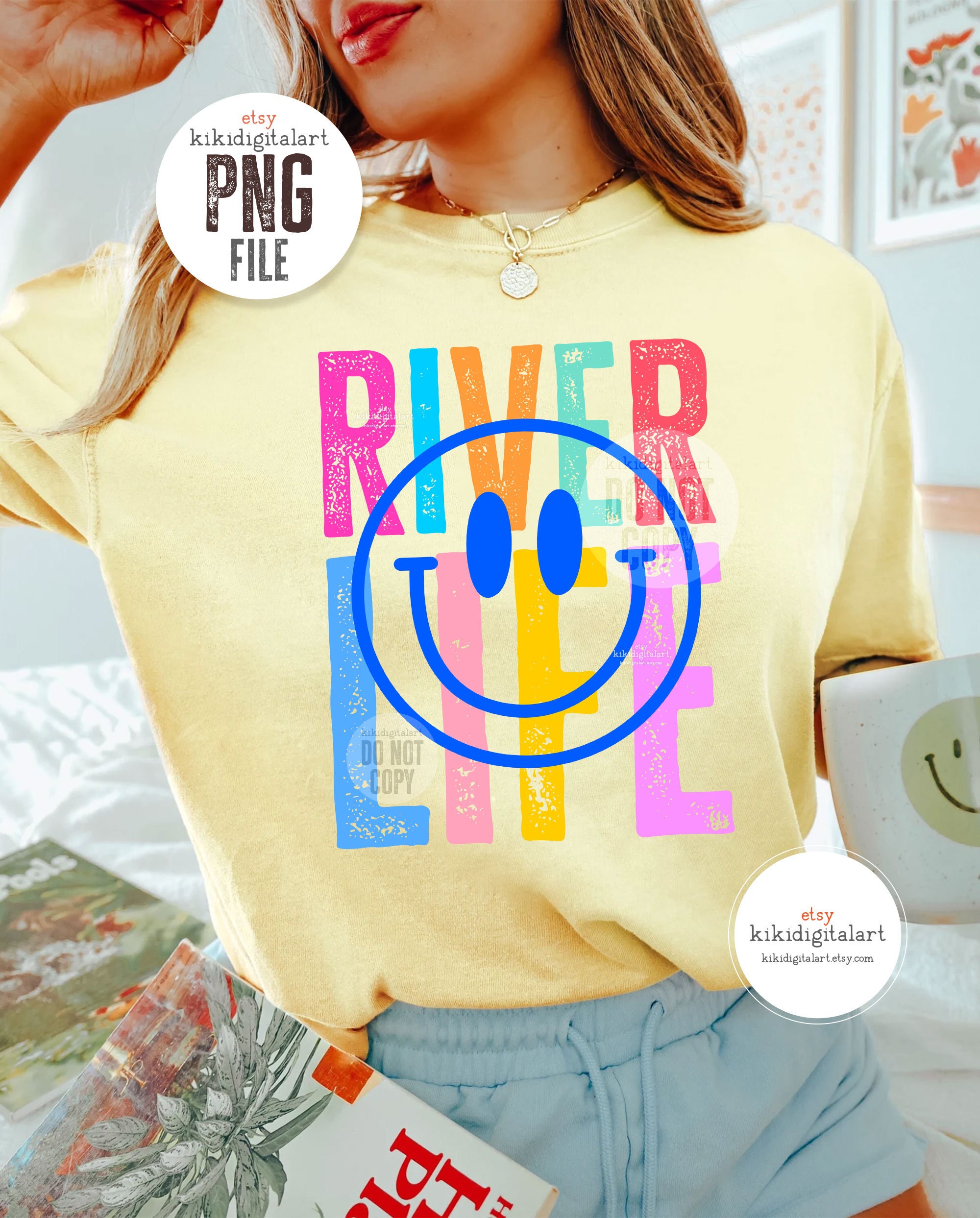 Distressed River PNG / Smile Face Summer Png / River Life Shirt Png ...