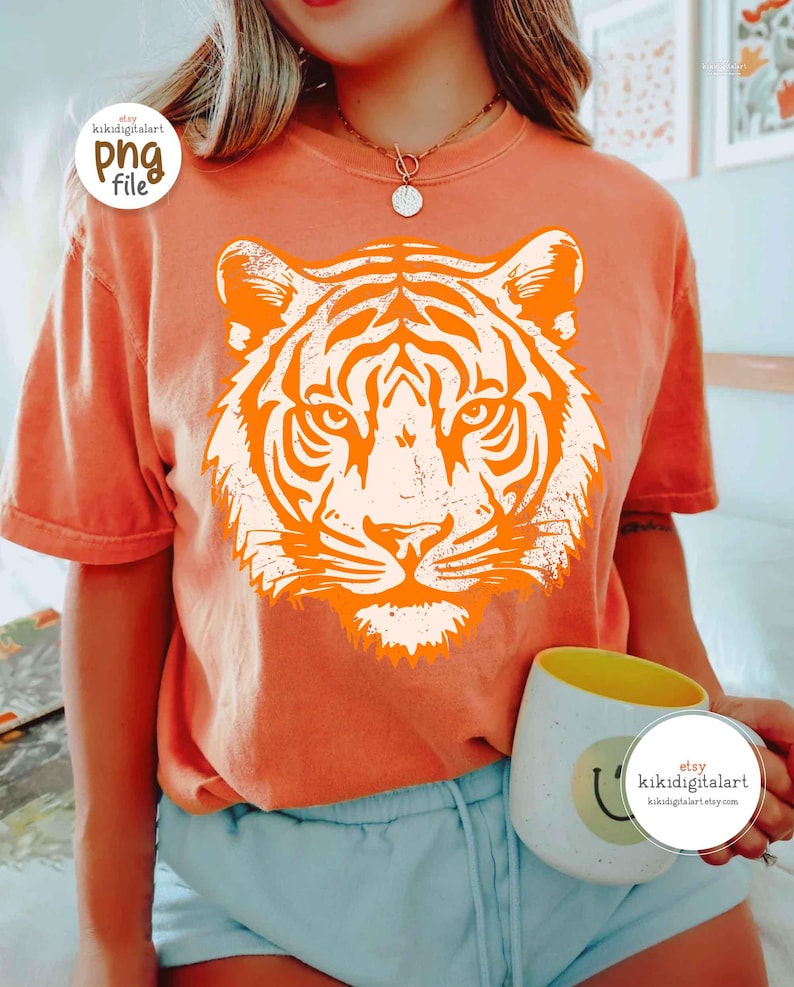 Vintage Tiger Face Png, Retro Tigers Png, Football Mascot Png, Easy ...
