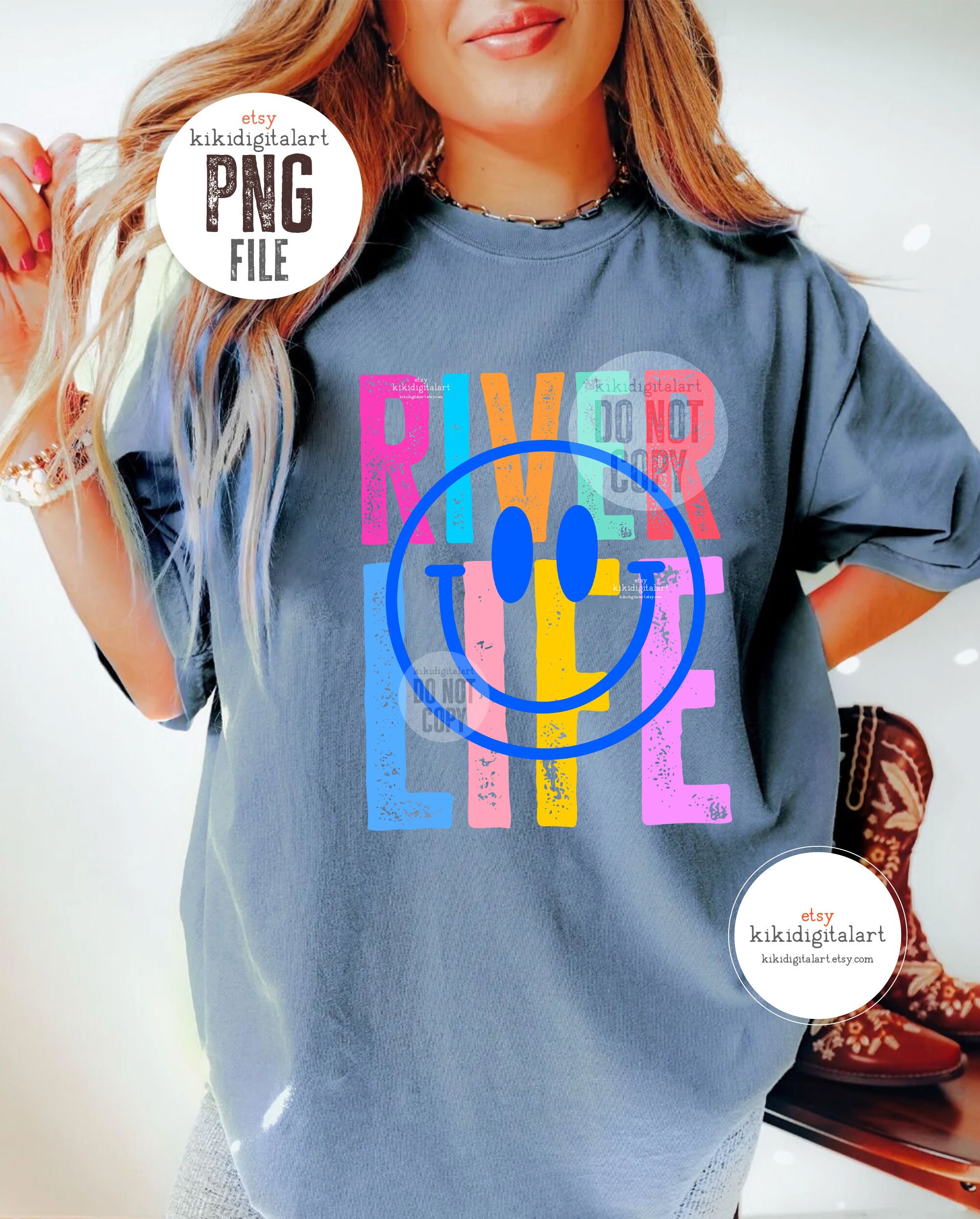 Distressed River PNG / Smile Face Summer Png / River Life Shirt Png ...