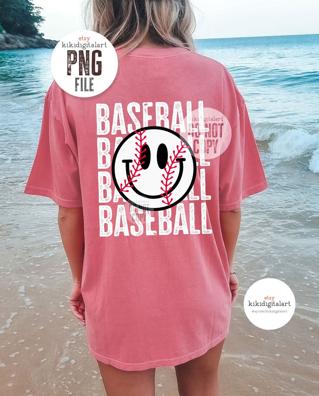 Smile Baseball PNG / Distressed Baseball Png Sublimation / Happy Face ...