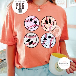Sparkly Baseball PNG, Smile Face Baseball Png Sublimation, Baseball PNG ...