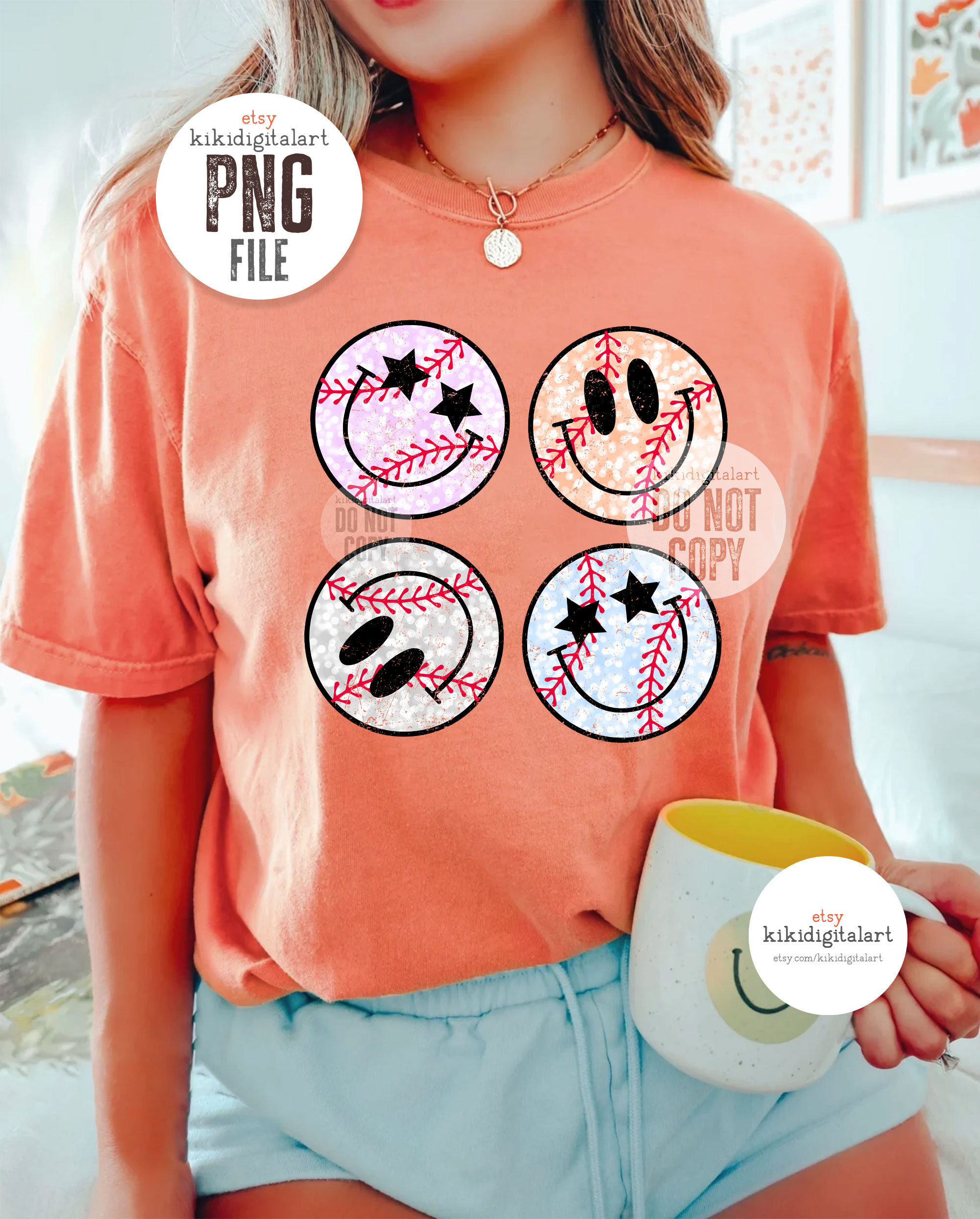Sparkly Baseball PNG, Smile Face Baseball Png Sublimation, Baseball PNG ...