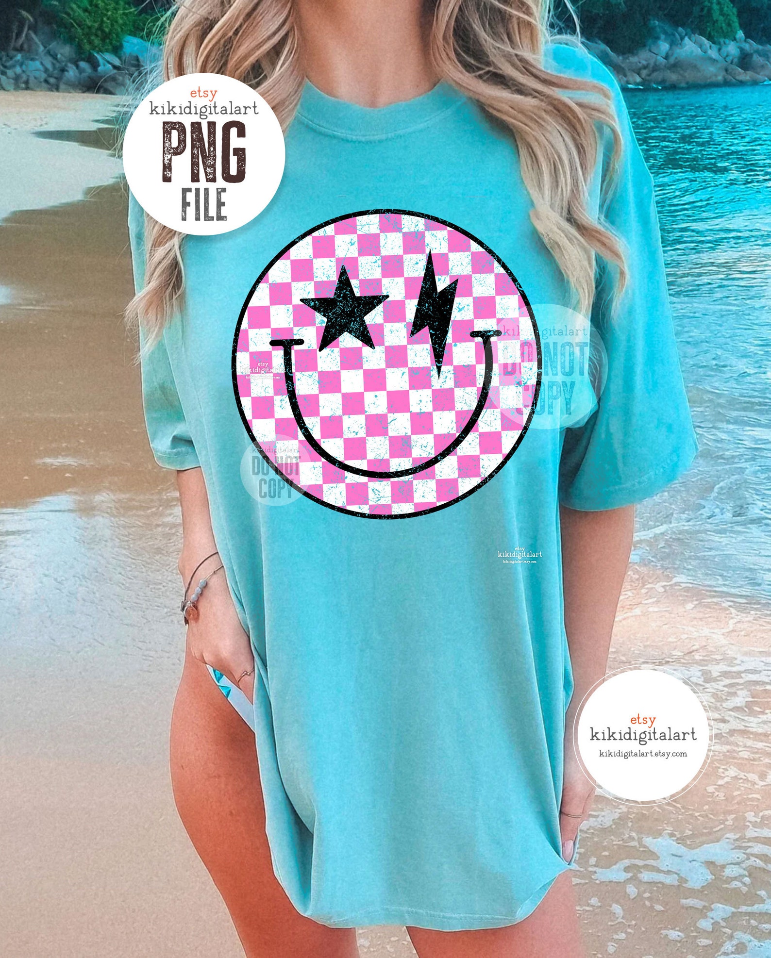Retro Checkered Smile Face Png / Pink Checkers / Distressed Smile Png ...