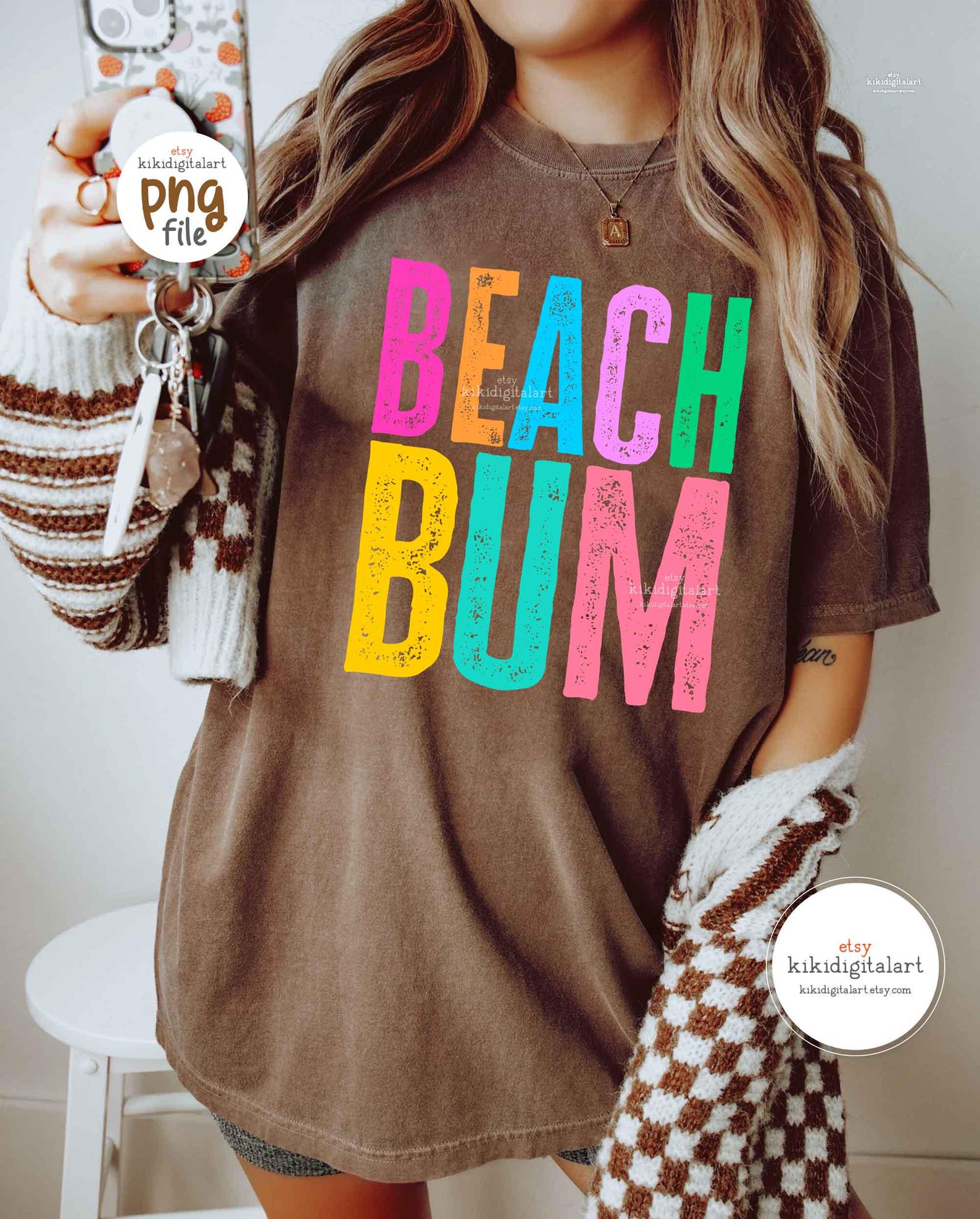 Beach Bum PNG / Bright Summer Png, Beach Babe Png Sublimation Designs ...