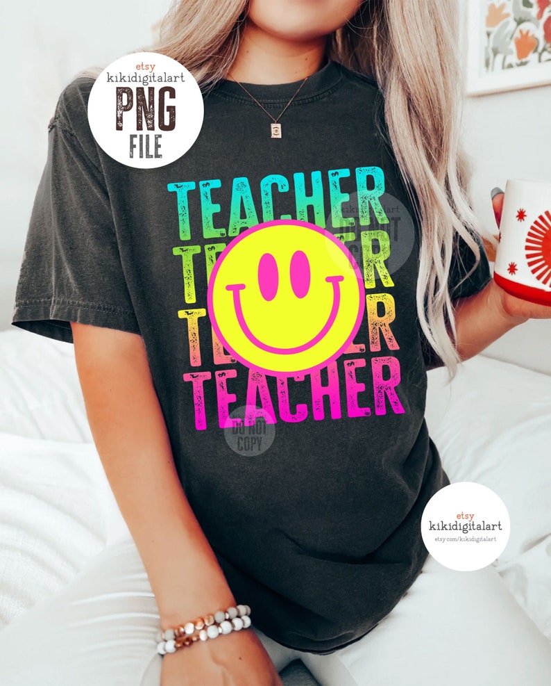 Smile Teacher Png, Back to School Png, Rainbow Teacher Png Sublimation ...