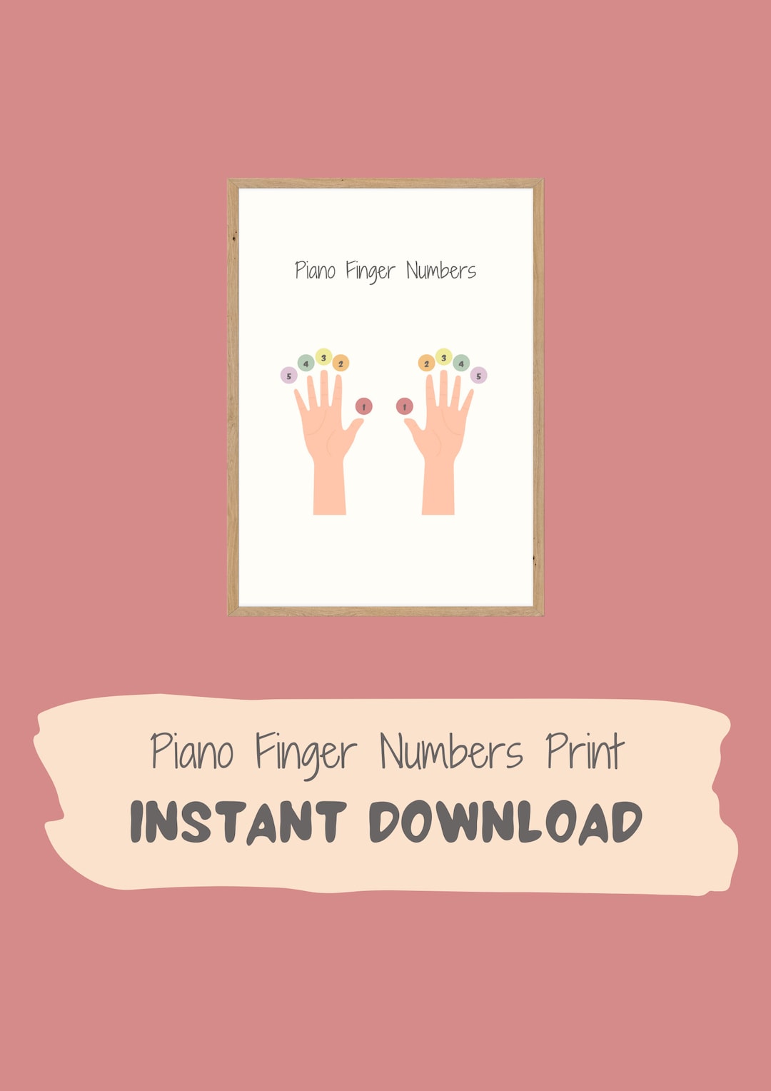 Piano Finger Numbers, Sheet Music, Theory, Educational Print, Rainbow ...