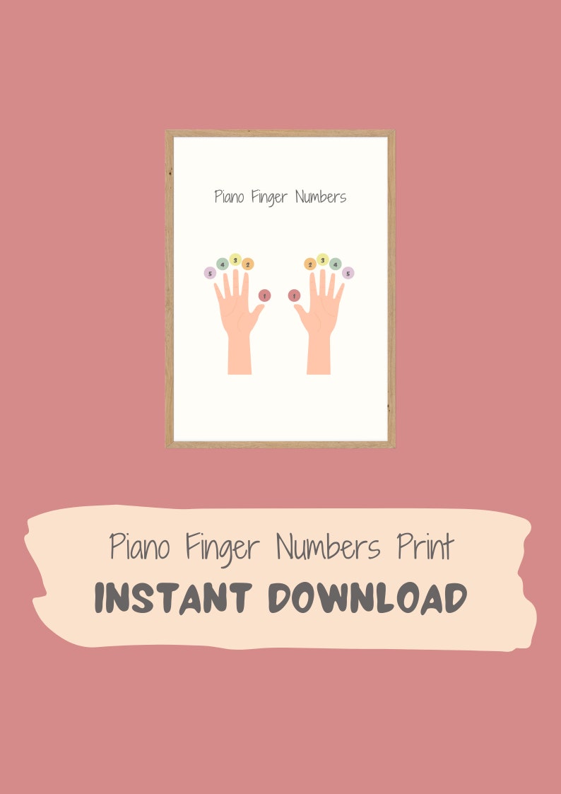 Piano Finger Numbers, Sheet Music, Theory, Educational Print, Rainbow ...