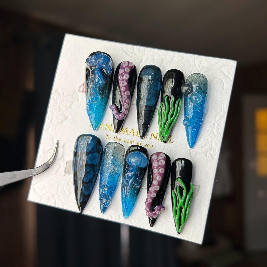 Deep Ocean Sea Press-on Nails| Under the Sea/underwater| Octopus ...
