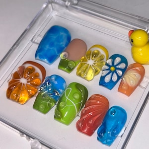 Handmade 3D Press-on Nails | Nail Art | Frutiger Aero/ Summer Nails ...