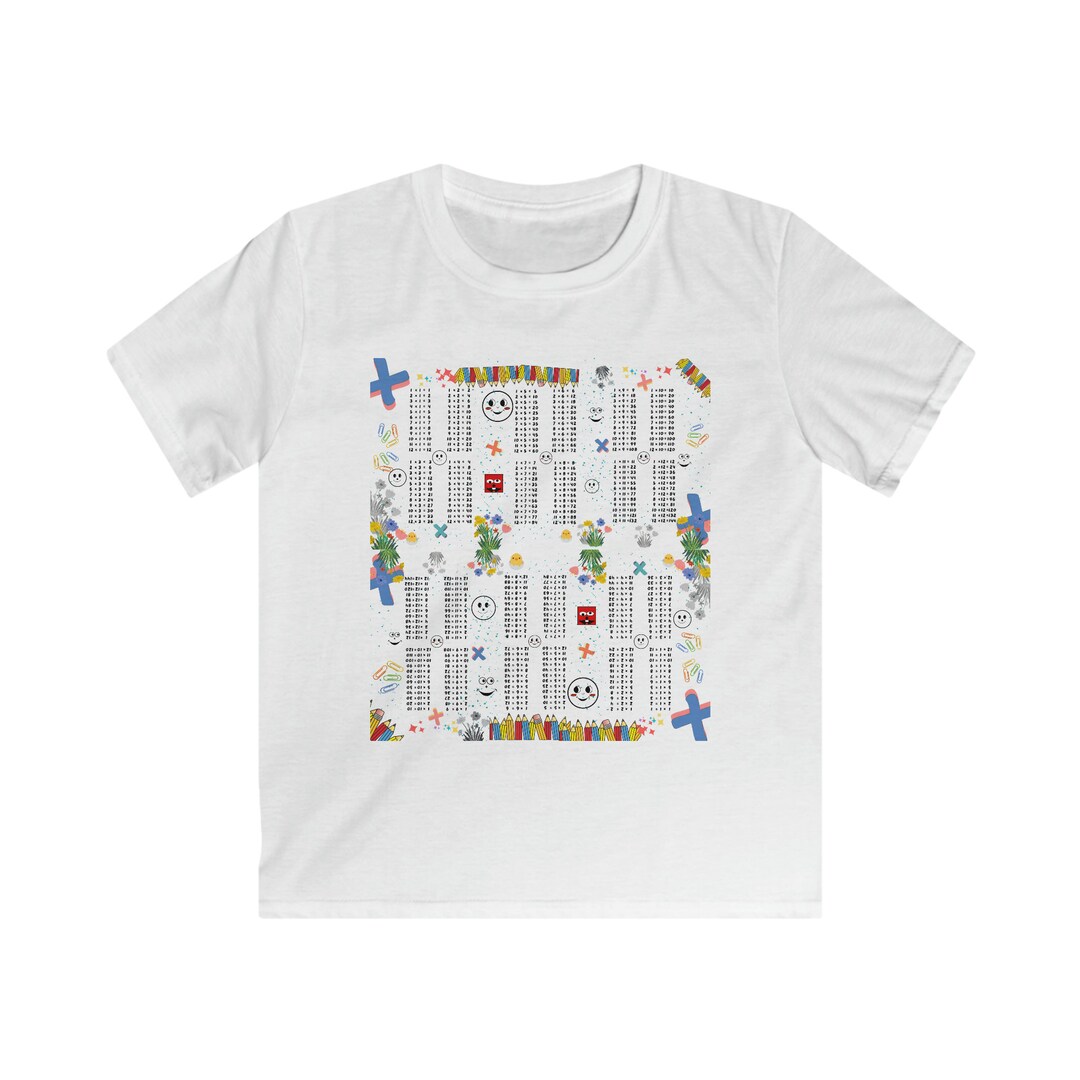 Mathematics: Timetables Kids Softstyle Tee, T-shirt With Multiplication ...
